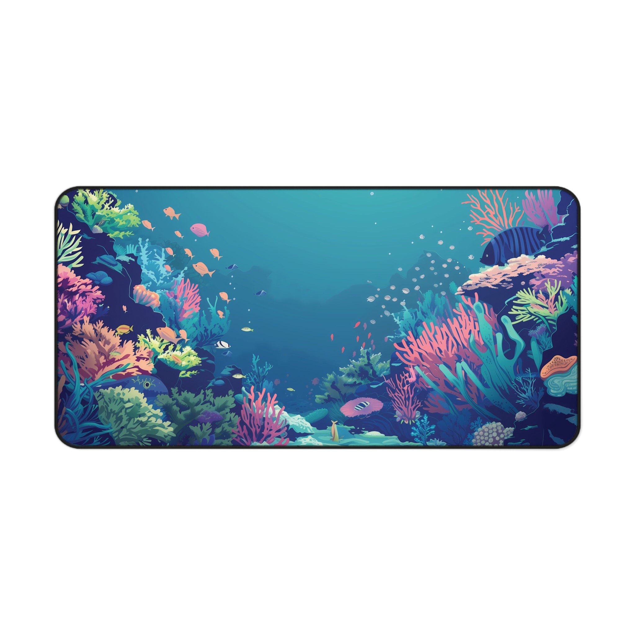 Coral Reef Desk Mat Vibrant Underwater Mousepad, Marine Life Office ...