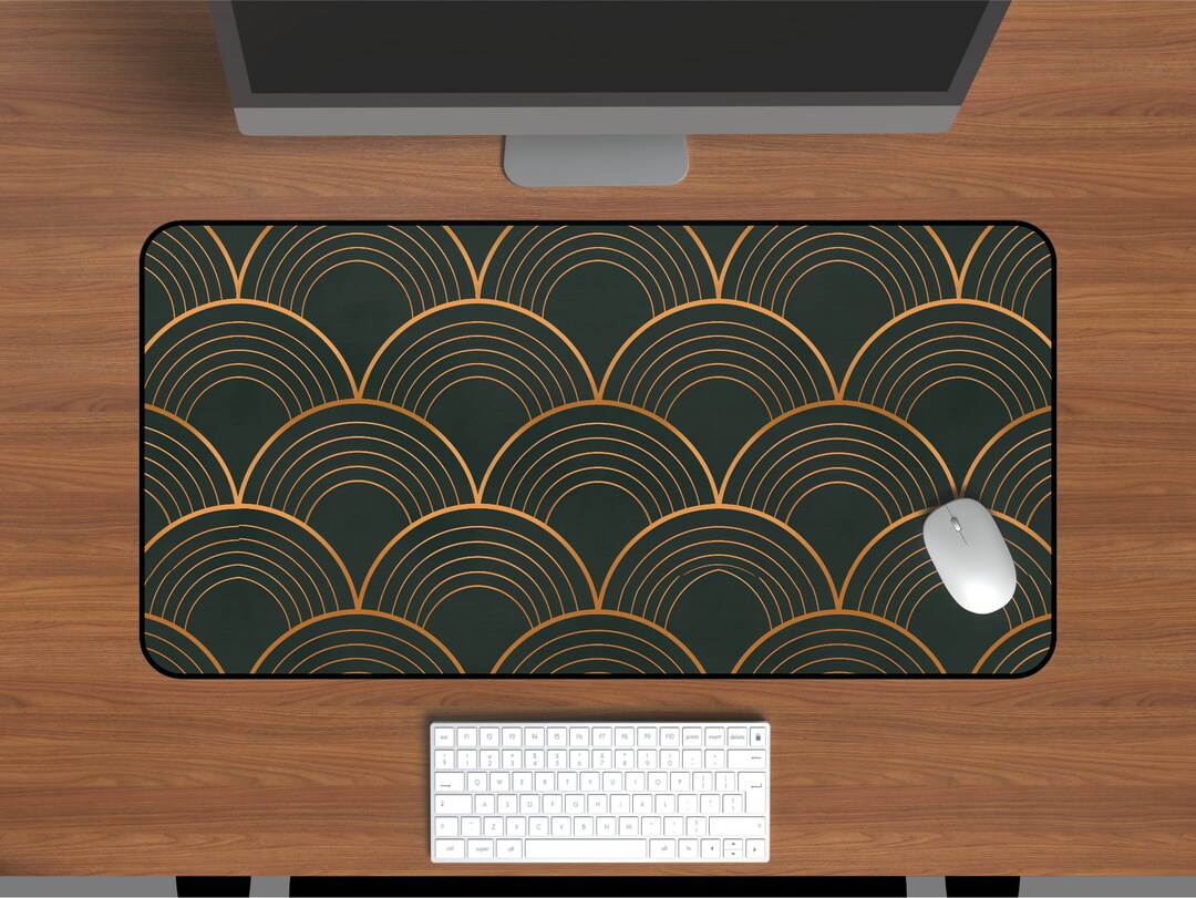 Art Deco Desk Mat - Symmetrical Geometric Mousepad, Abstract Arches ...