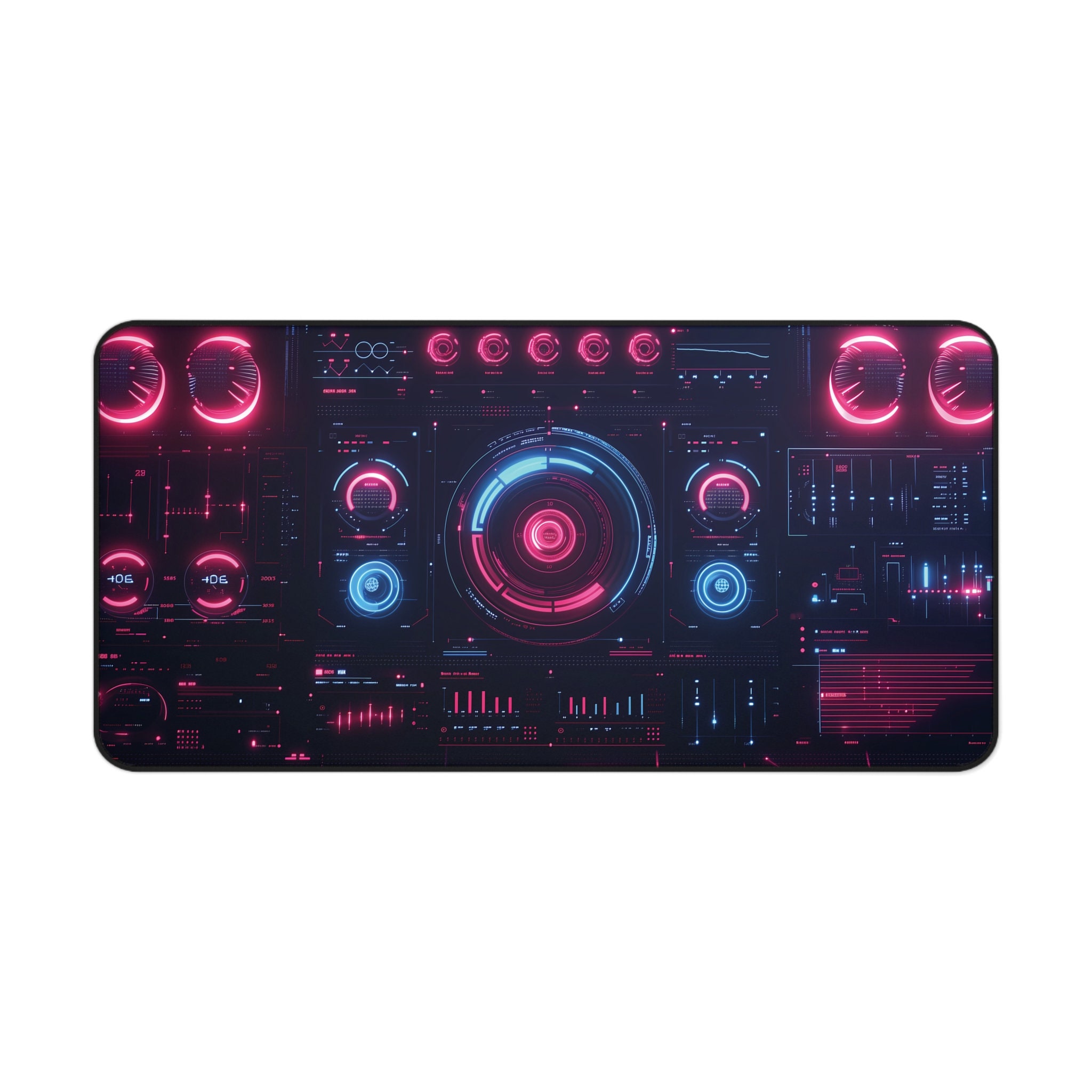 Cyberpunk Gamer Dashboard Desk Mat Control Center Mousepad, Neon Desk ...