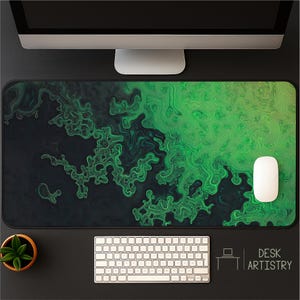 Green Abstract Desk Mat: Large Minimalist Gaming Mouse Pad - Etsy