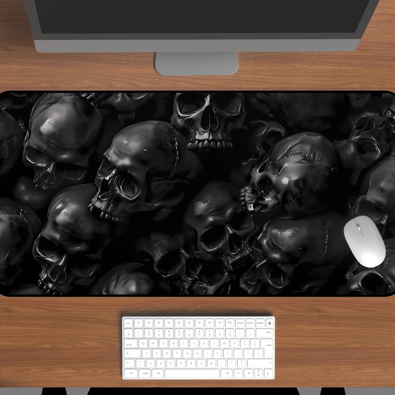 Gothic Skulls Desk Mat Dark Aesthetic Mousepad, Memento Mori Office ...