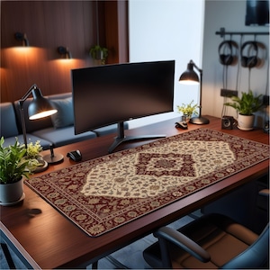 Cream and Red Desk Mat - Etsy