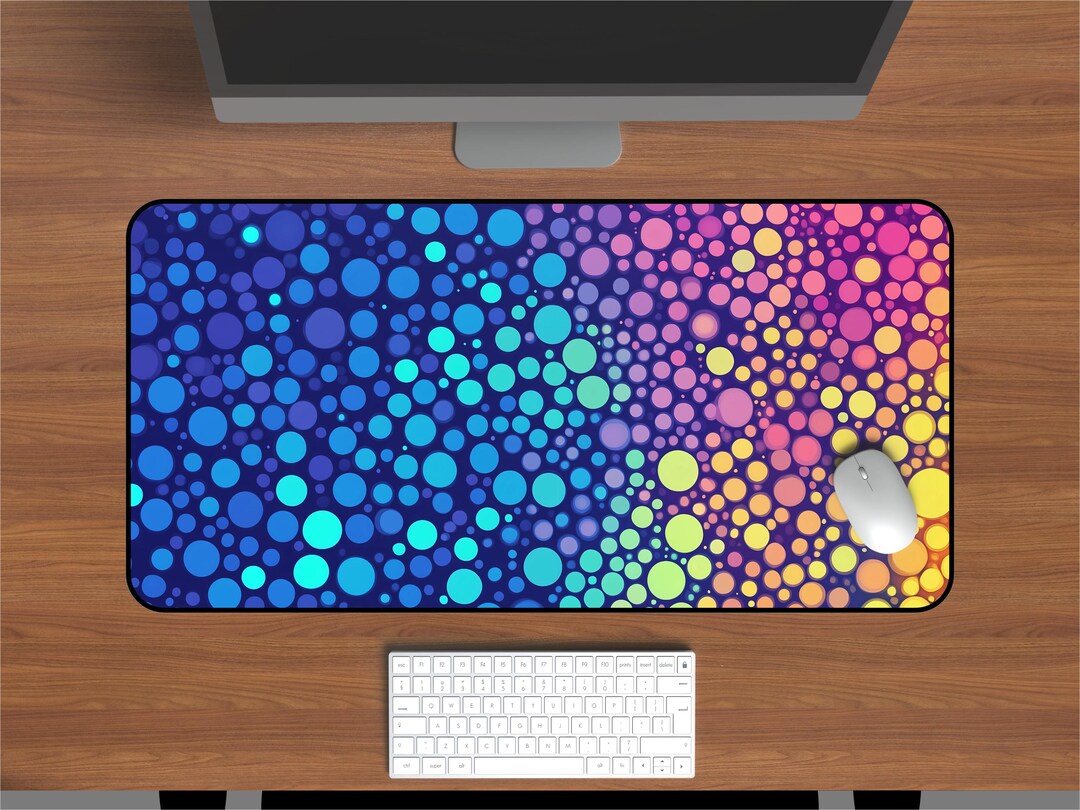 Abstract Dots Desk Mat - Colorful Gradient Mousepad, Rainbow Dot Desk ...