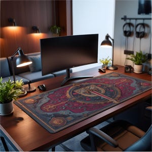 Medieval Sword Crest Desk Mat: Tapestry Style RPG Gamer Decor - Etsy