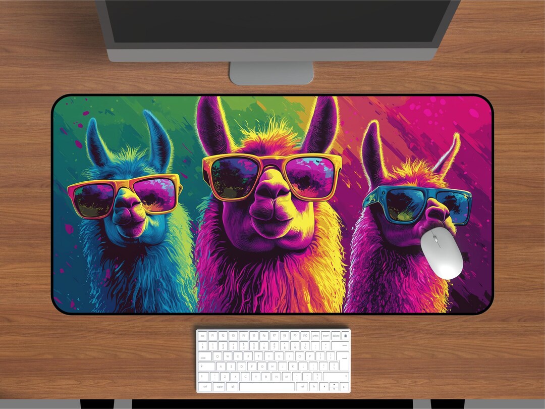 Cool Llamas Desk Mat - Vibrant Pop Art Mouse Pad, Fun Cartoon Desk Pad ...