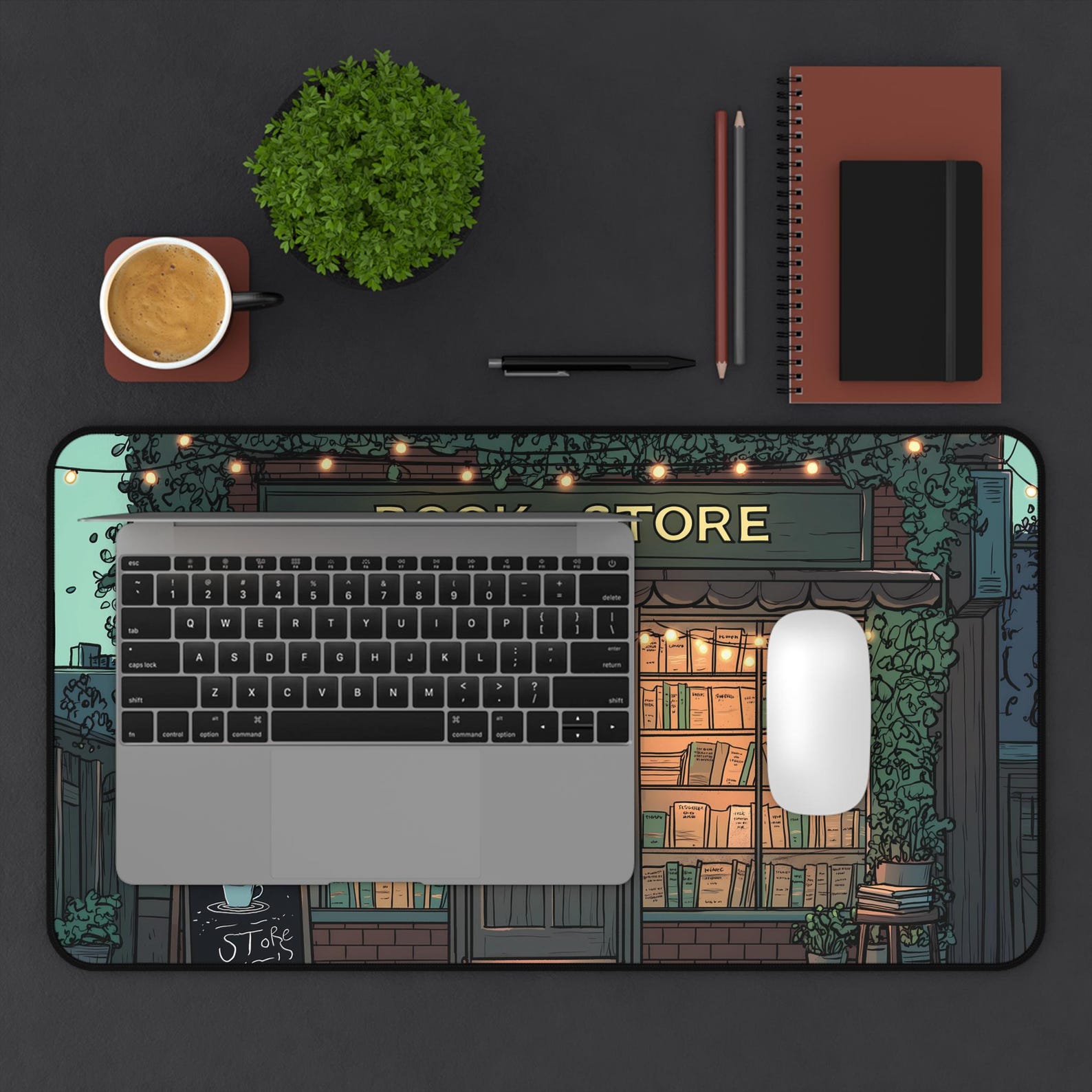 Magical Bookstore Desk Mat | Aesthetic Book Lover Mouse Pad, Whimsical ...