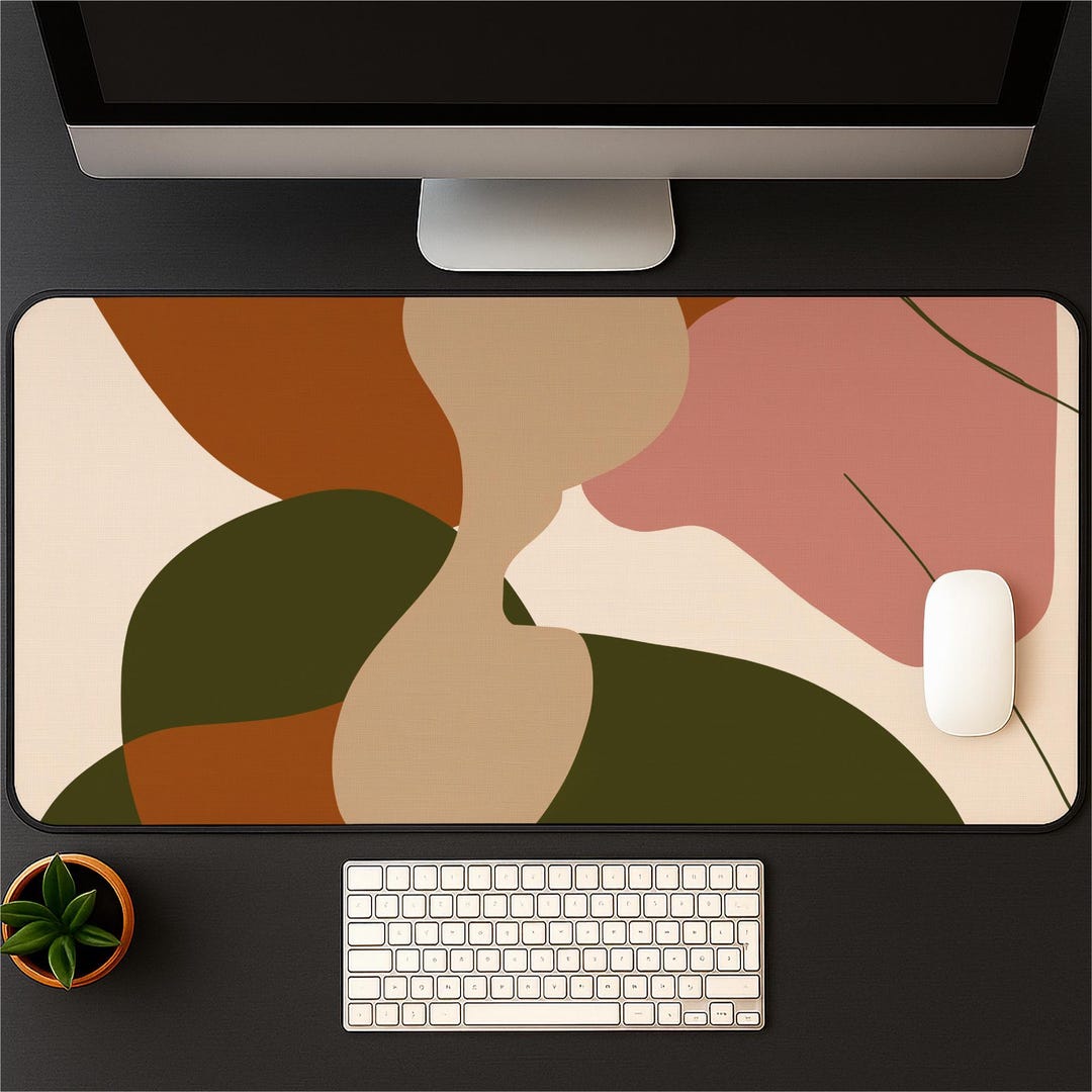 Abstract Shapes Desk Mat | Earth Tone Minimalist Mousepad | Organic ...