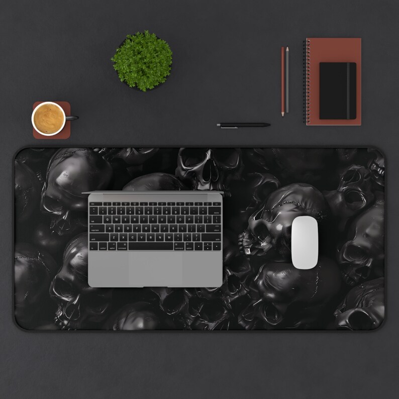 Gothic Skulls Desk Mat Dark Aesthetic Mousepad, Memento Mori Office ...