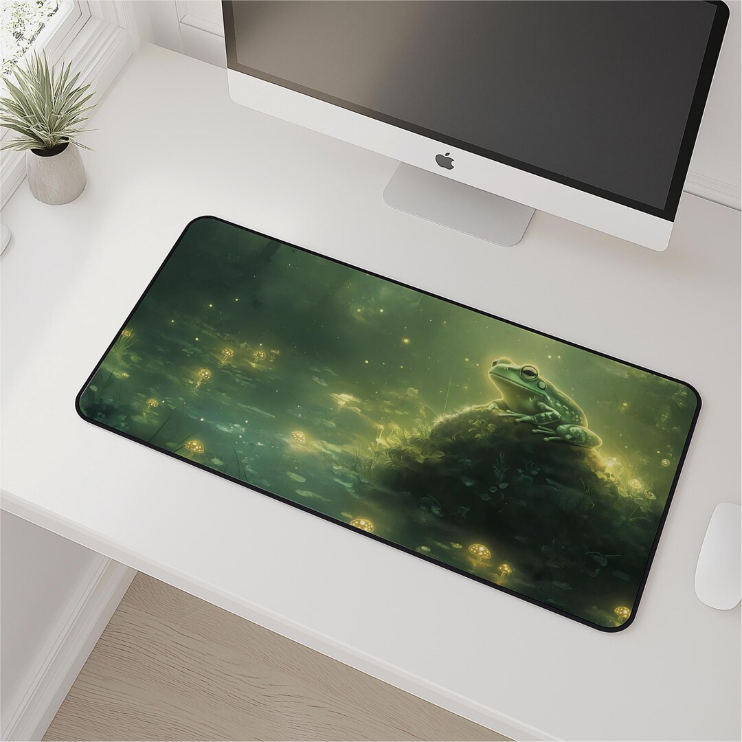 Enchanted Forest Frog Desk Mat - Magical Green Mousepad, Fantasy ...