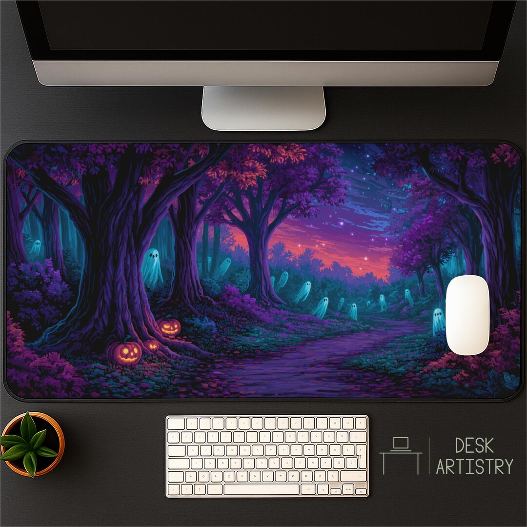 Haunted Forest Desk Mat: Spooky Halloween Office Decor - Etsy