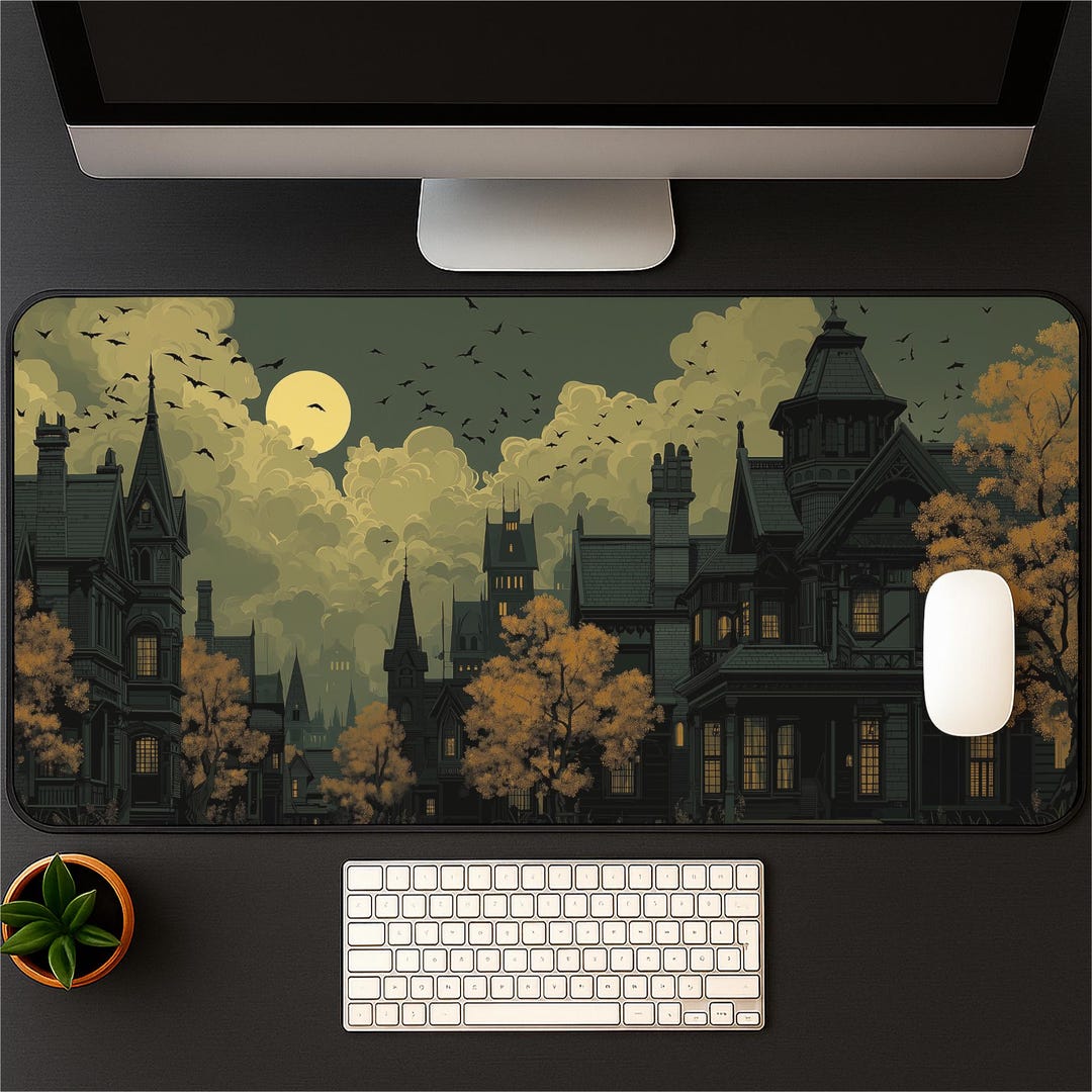 Haunted Mansion Desk Mat: Spooky Gothic Halloween Office Decor - Etsy
