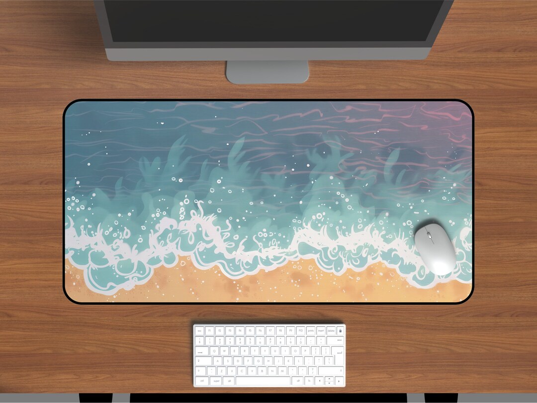 Beach Wave Desk Mat Gentle Ocean Mousepad, Serene Water Desk Pad ...