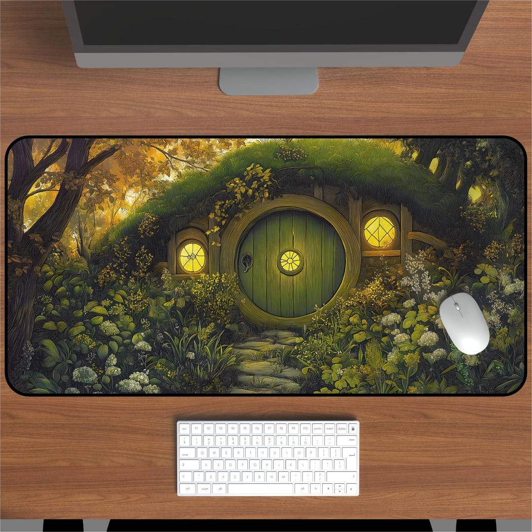 Hobbit House Desk Mat | Cozy Cottagecore Gaming Pad, Fantasy Hobbit ...