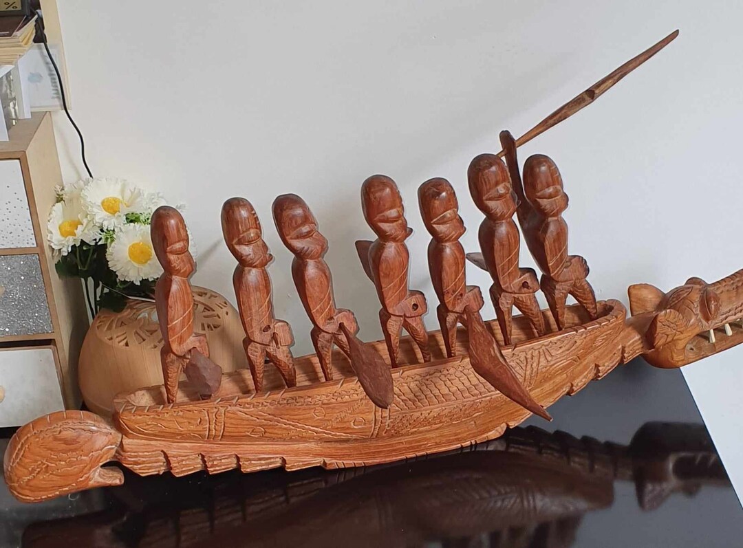 African Dragon Boat Carved Old Wood - Etsy