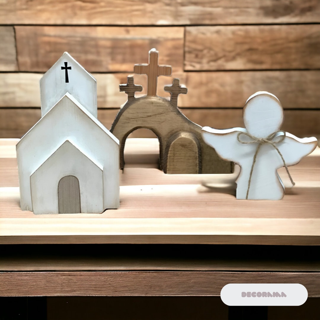 Wooden Easter Resurrection Setting Religious Easter Scene Holiday Decor ...