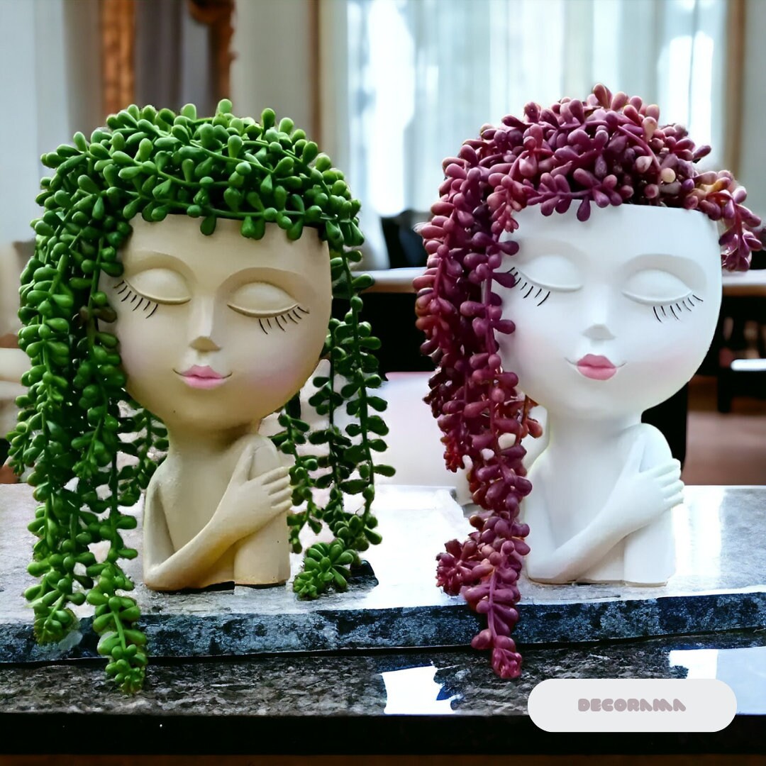 Home Indoor Girl Side Pose Planter Art Deco Succulent Planter ...