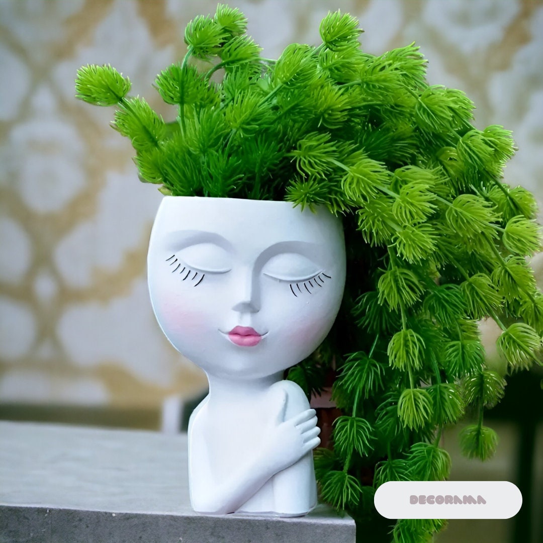 Home Indoor Girl Side Pose Planter Art Deco Succulent Planter ...