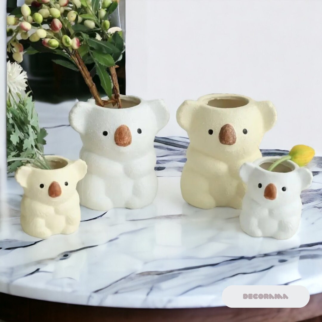 Handmade Cute Koala Pot Resin Cartoon Planter Decorative Animal Design ...