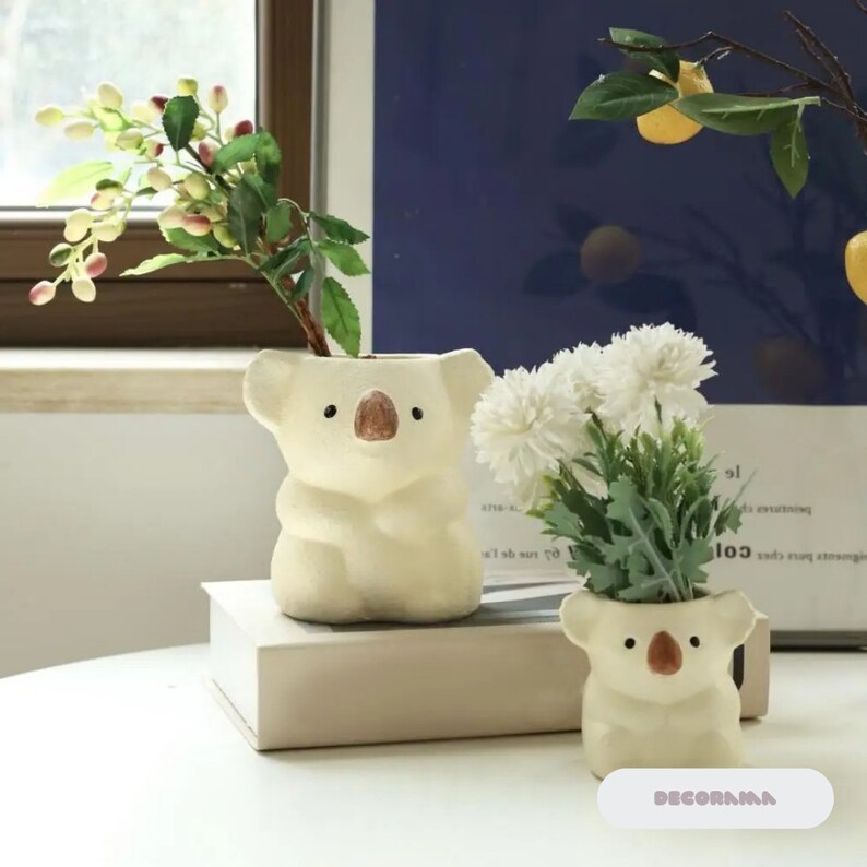 Handmade Cute Koala Pot Resin Cartoon Planter Decorative Animal Design ...