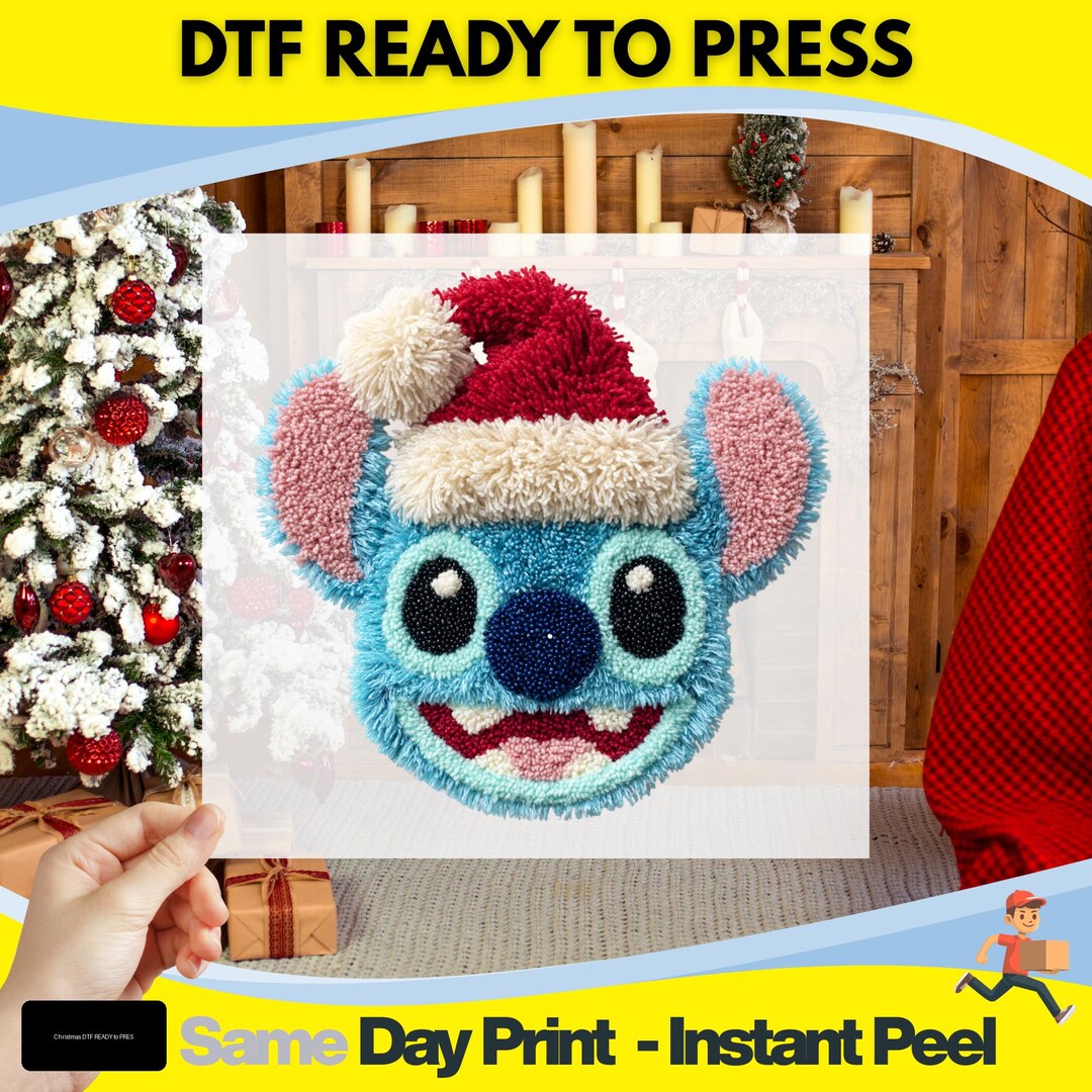 DTF Transfer, Festive Blue Alien, Cute Character, Ready to Press, Full ...
