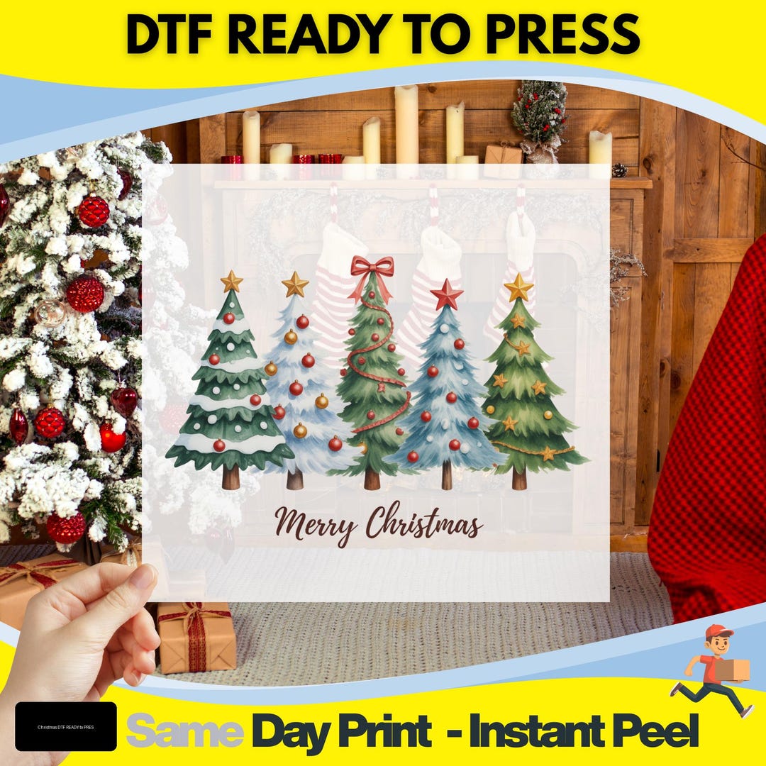Festive Christmas Trees DTF Transfer, Ready to Press - Etsy
