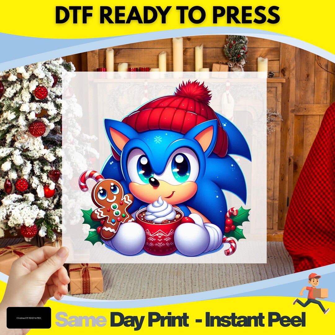 Festive Blue Hedgehog DTF Transfer, Cheer Ready Press, Holiday ...