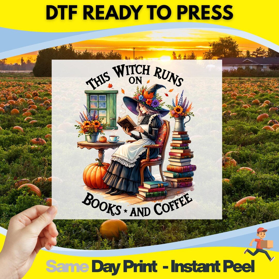 Charming Witch Reading DTF Transfer: Halloween Heat Press Design - Etsy