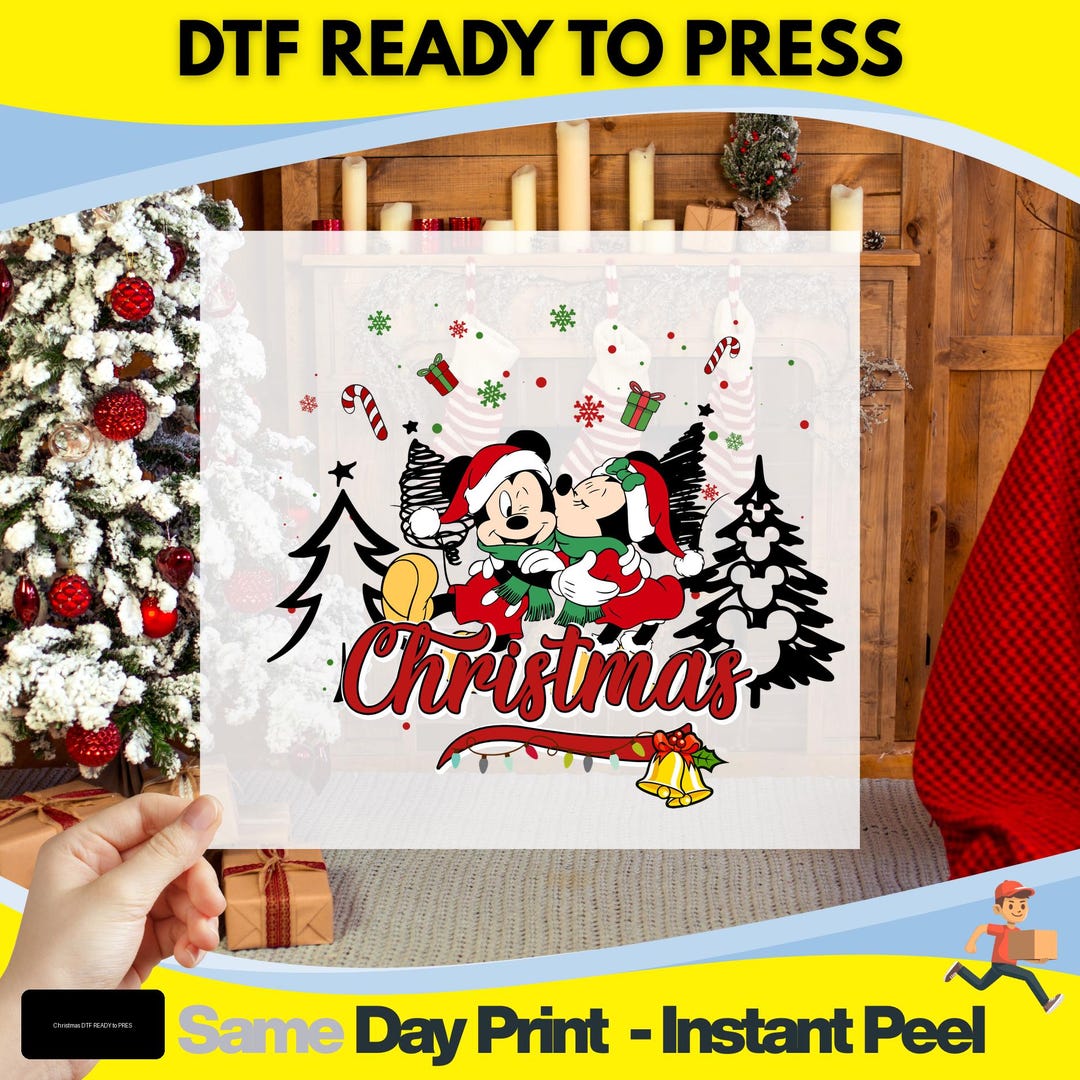 DTF Transfer, Festive Cartoon Couple, Ready to Press, Vibrant Colors ...