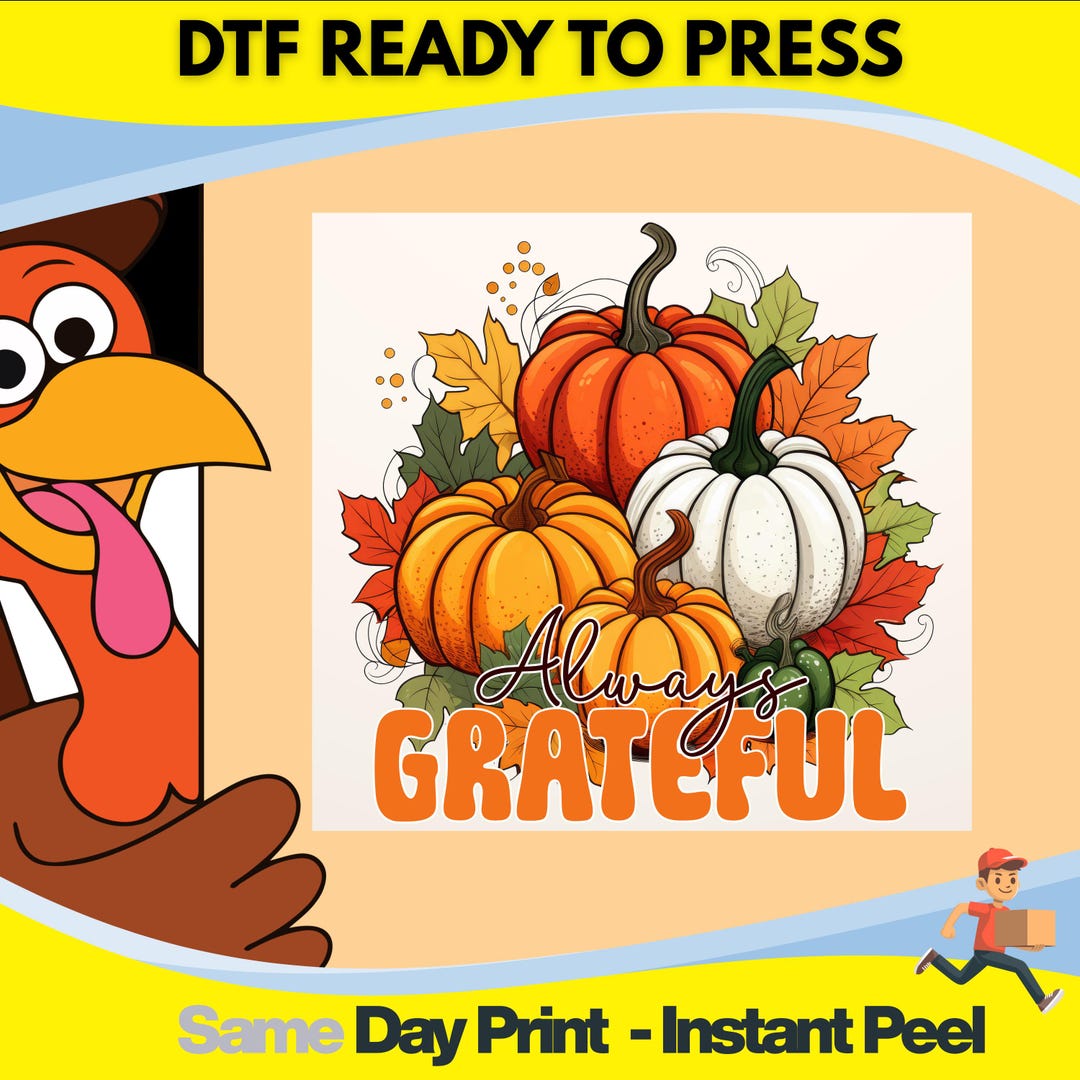 DTF Transfer, Thanksgiving Fall Harvest Heat Press, Autumn Leaves Ready ...