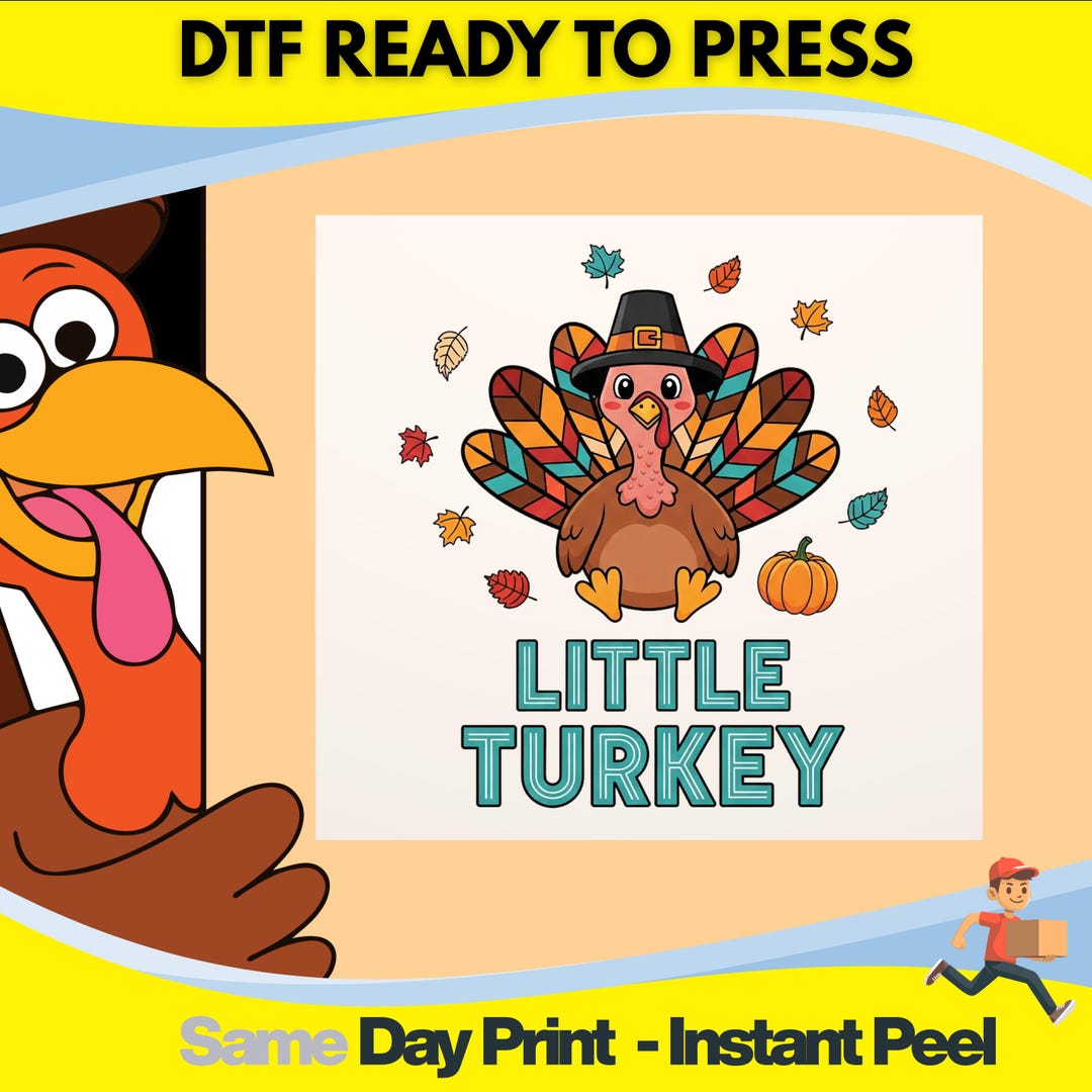 DTF Transfer, Cute Thanksgiving Turkey Heat Transfer, Autumn Colors ...