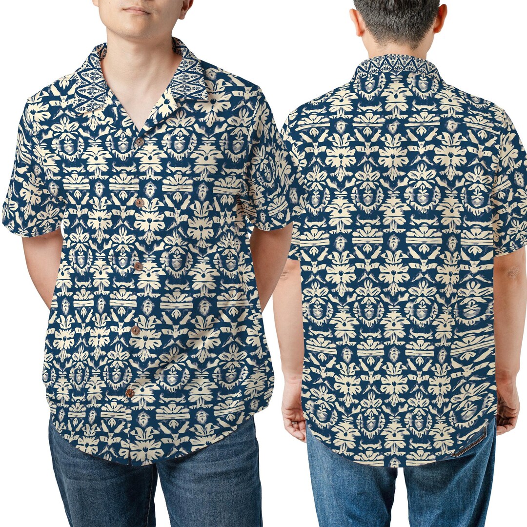 Batik-inspired Aloha Shirt With Pocket and Coconut Buttons - Etsy