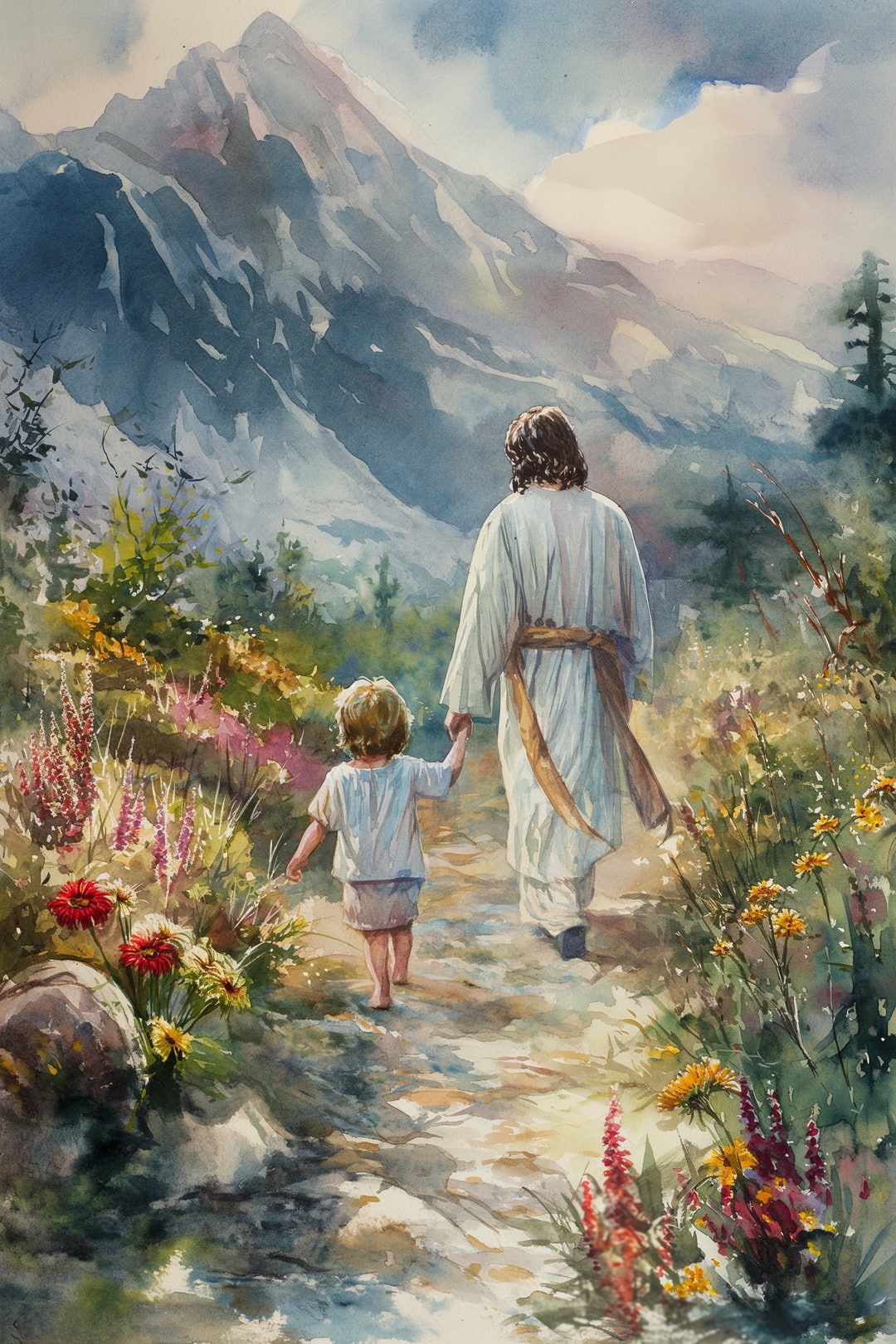 Follow Me Jesus Portrait Print, Jesus Wall Art, Bible Spiritual Art ...