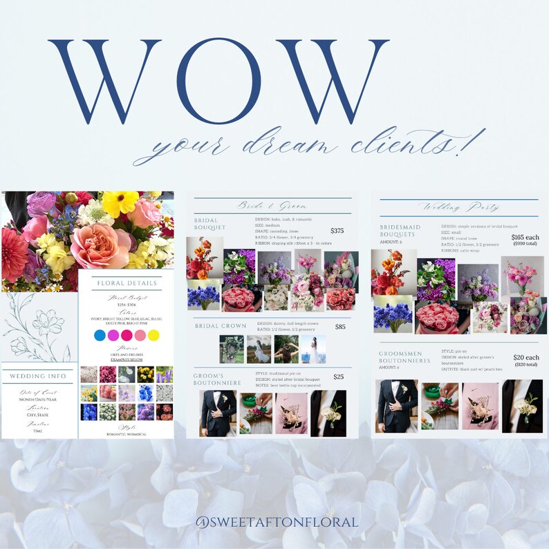 Florist Wedding Consultation Template: Editable Price Quote (digital ...