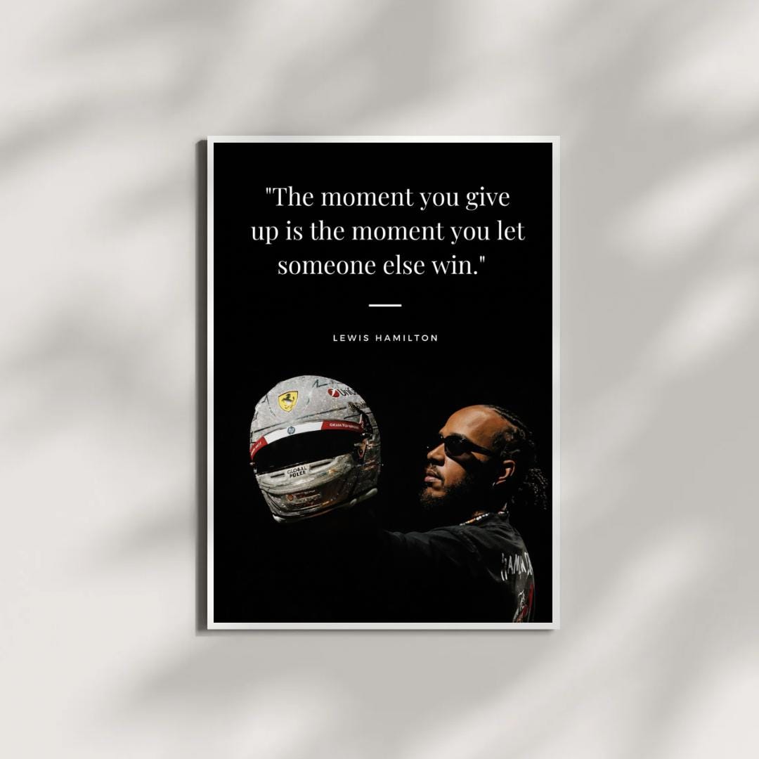 Lewis Hamilton Quote Poster | F1 Racing Champion, Modern Sports Art - Etsy
