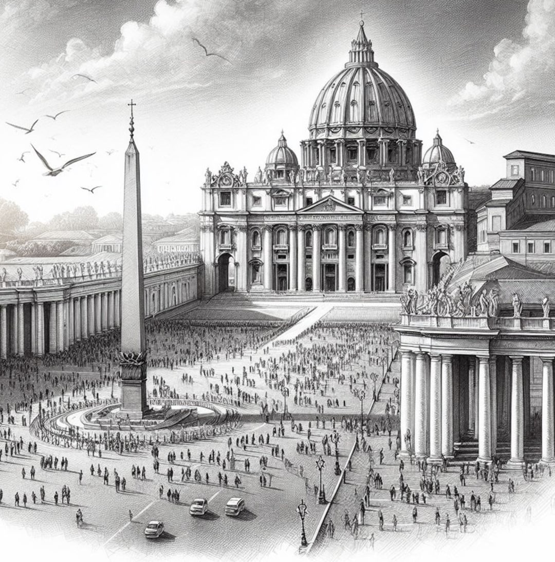 Vatican City Pencil Sketch Digital Art Style Instant Art Digital ...