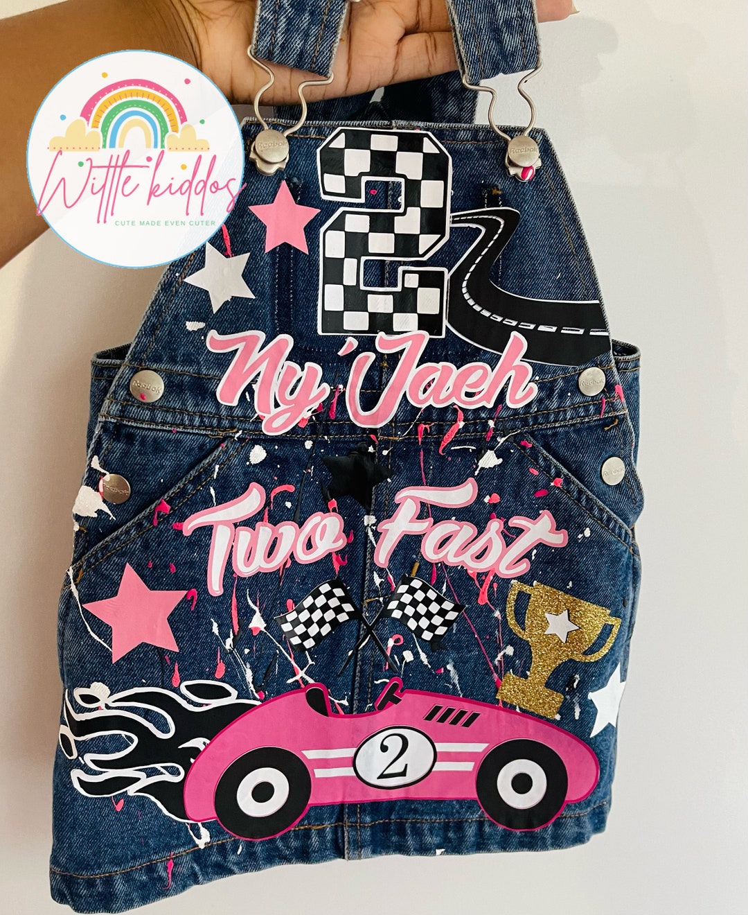 Girls TWO Fast Custom Personalized Character Denim Overalls, Overall ...