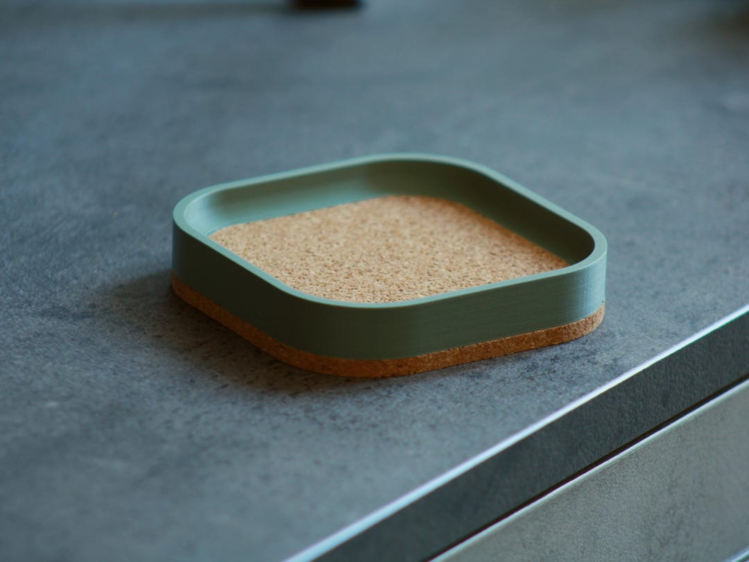 Small Cork-lined Modular Tray - Minimalist Magnetic Desk Valet or Caddy ...