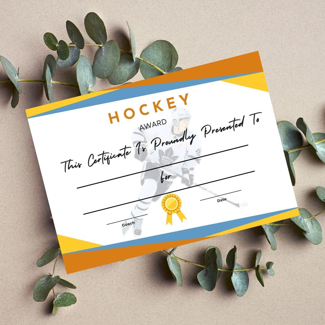 Hockey Certificate Instant Download|end of Season Hockey Awards|hockey ...