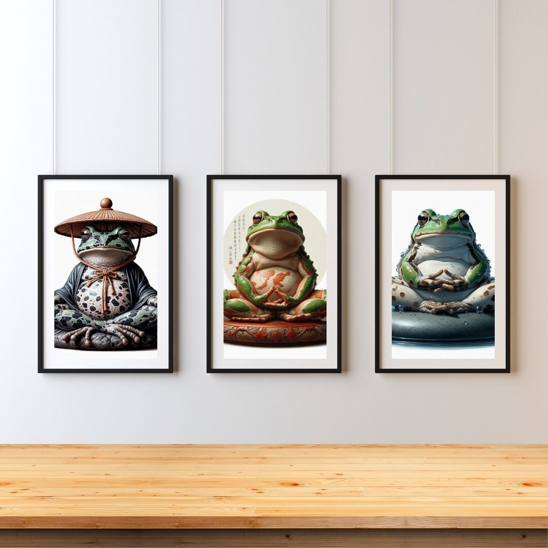 Set of 3 Japanese Matsumoto Hoji Frog Wall Art Set of 3, Vintage Frog ...