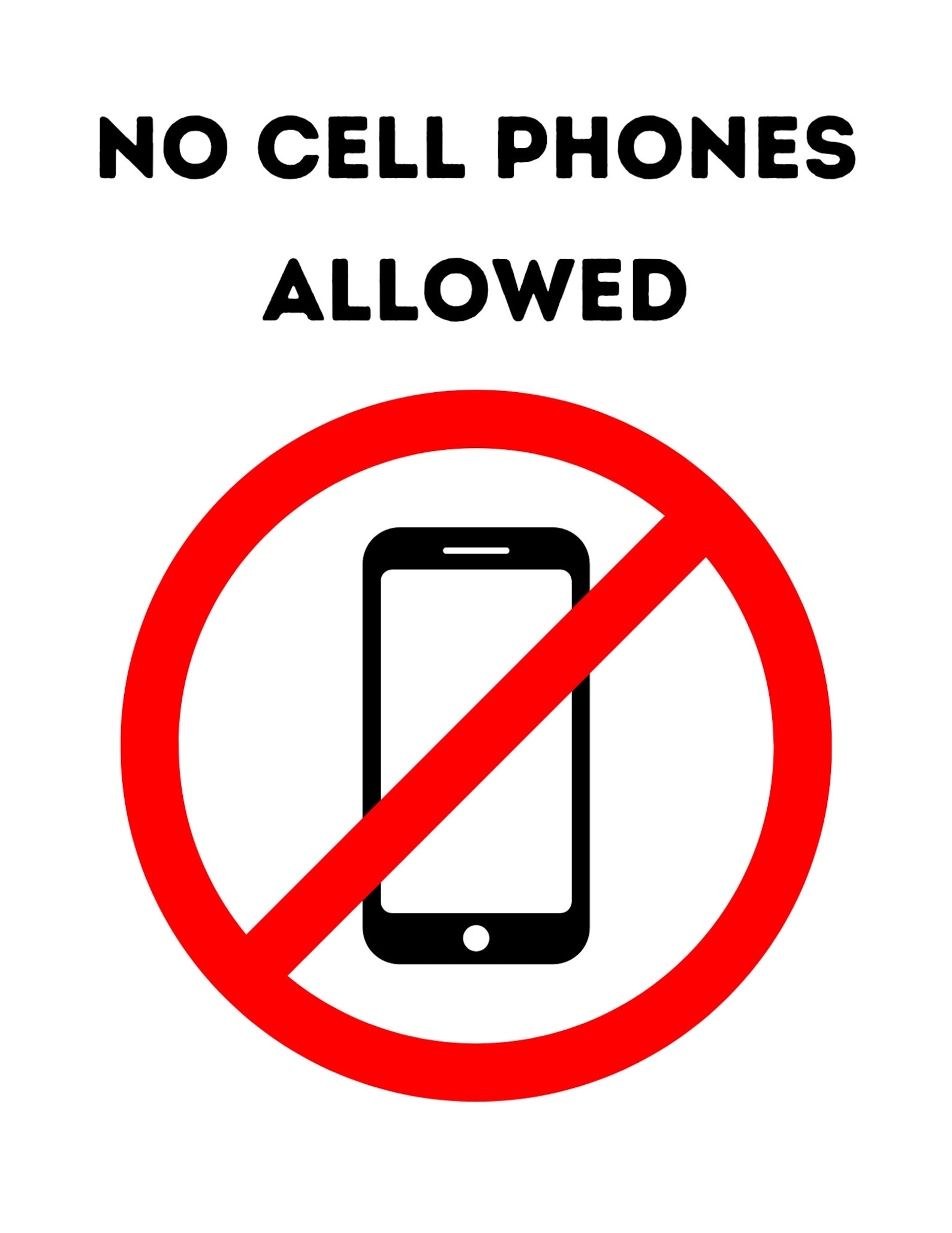 Printable No Cell Phones Allowed Sign, Printable No Cell Phone Use in ...