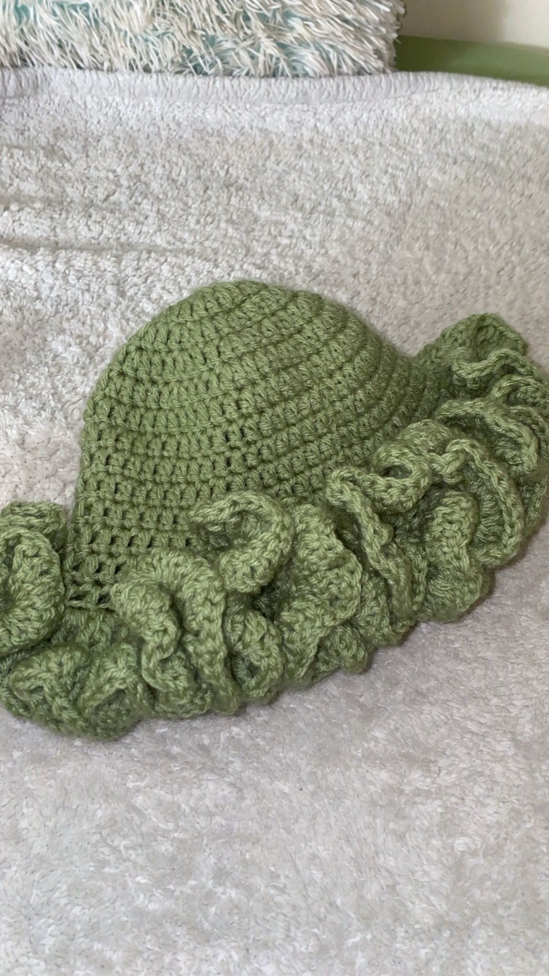 Crochet Ruffle Hat | Sage Green Ruffle Hat - Etsy