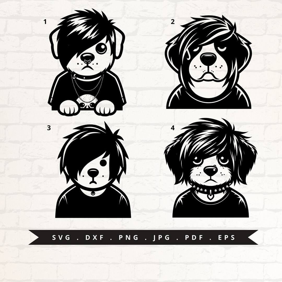 Dog SVG, Dog Silhouette Svg, Emo Dog Svg, Rock Dog Svg, Dog Breed Svg ...