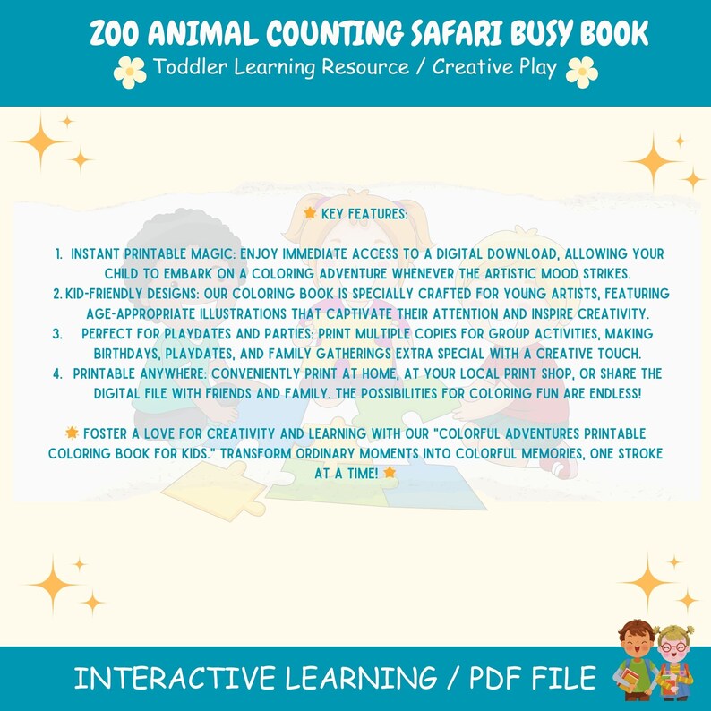 Zoo Animal Counting Safari Busy Book / Preschool Busy Books/worksheets ...