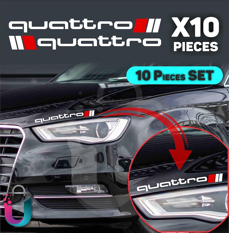 10-piece Audi Quattro S Line Decal Set – Vinyl Stickers for Side, Hood ...