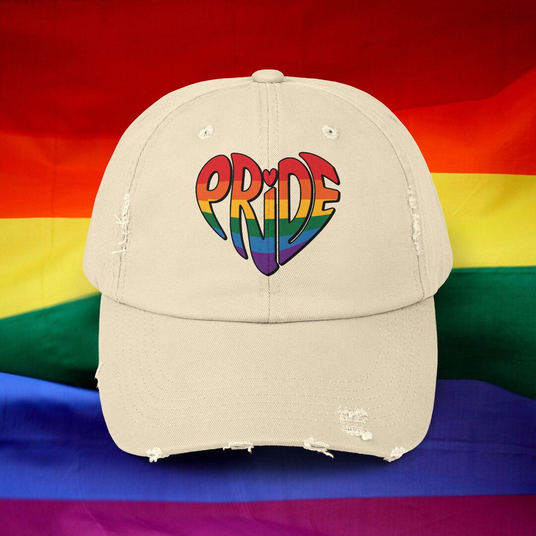 Distressed Rainbow Pride Heart Cap: Stylish LGBTQ+ Accessory for All ...