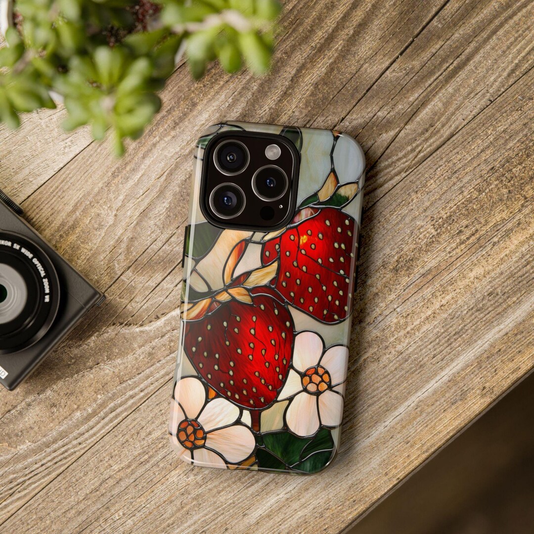 Vibrant Stained Glass Strawberry Phone Case: Artistic Fruit-inspired ...