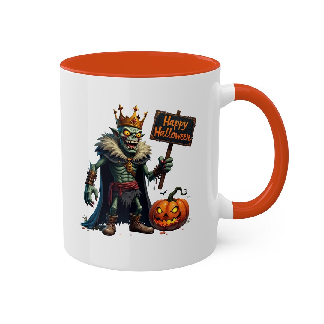 Spooky Halloween Goblin Mug Creepy Goblin With Pumpkin Happy Halloween ...
