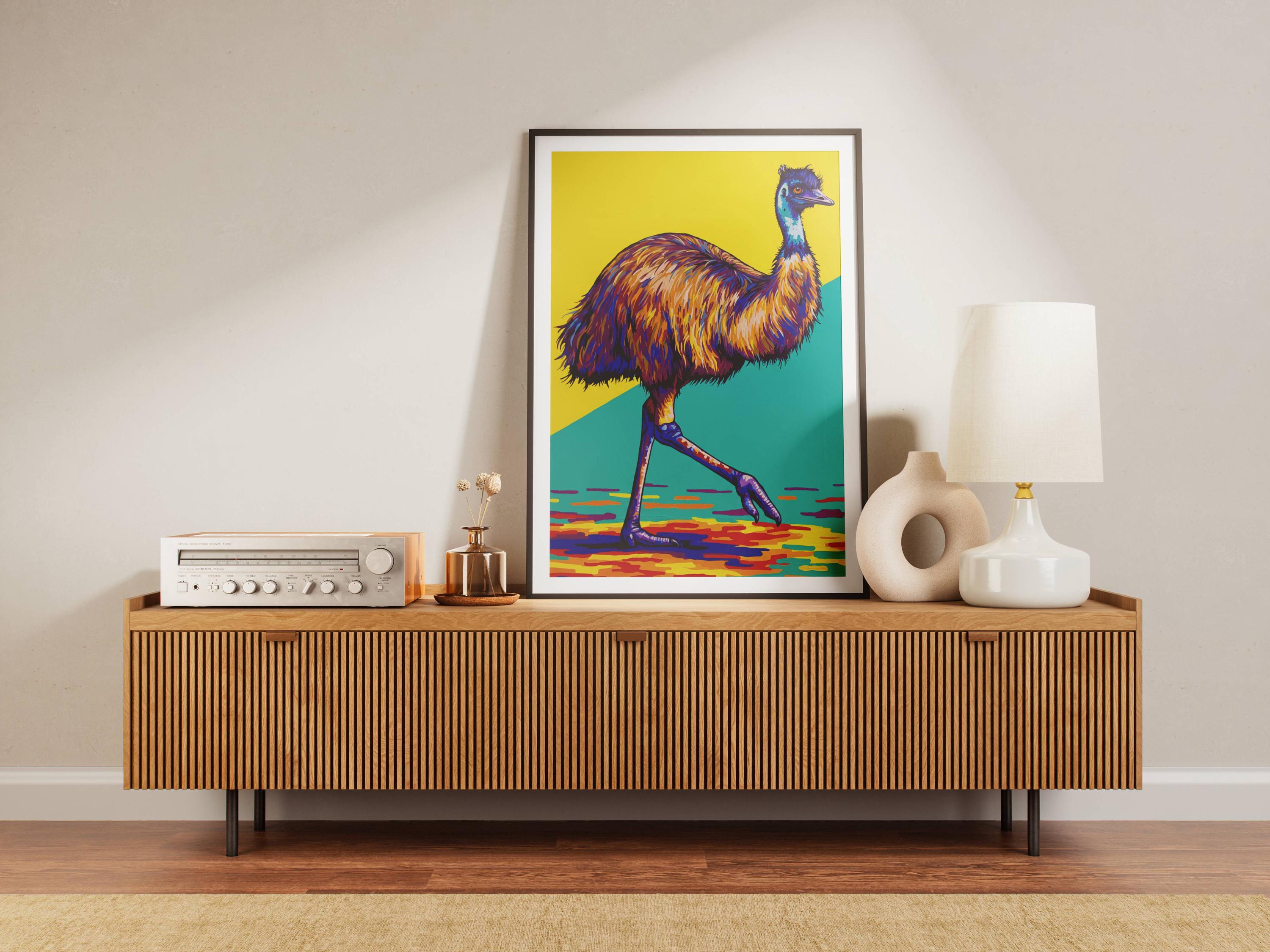 Pop Art Emu, Colourful Emu Poser, Emu Print, Wall Art, Emu Art - Etsy