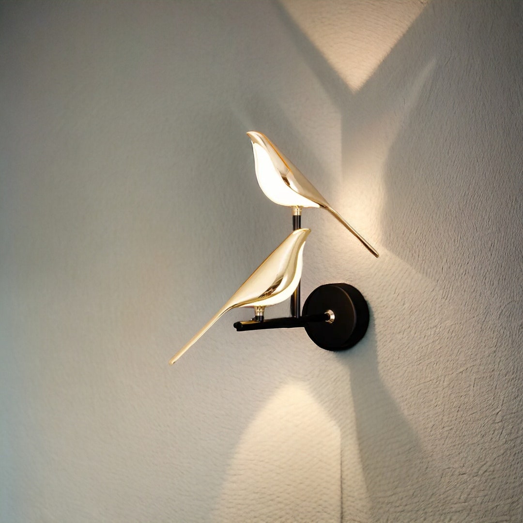 Nordic LED Golden Bird Wall Lamp Rotatable Hanging Light for Parlor ...
