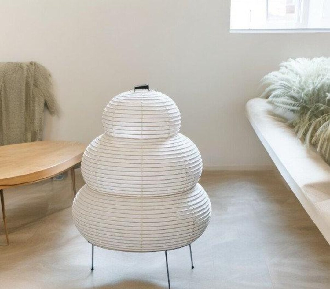 Japanese Style LED Rice Paper Desk Lamp Tricolor Dimming Home Art Decor ...